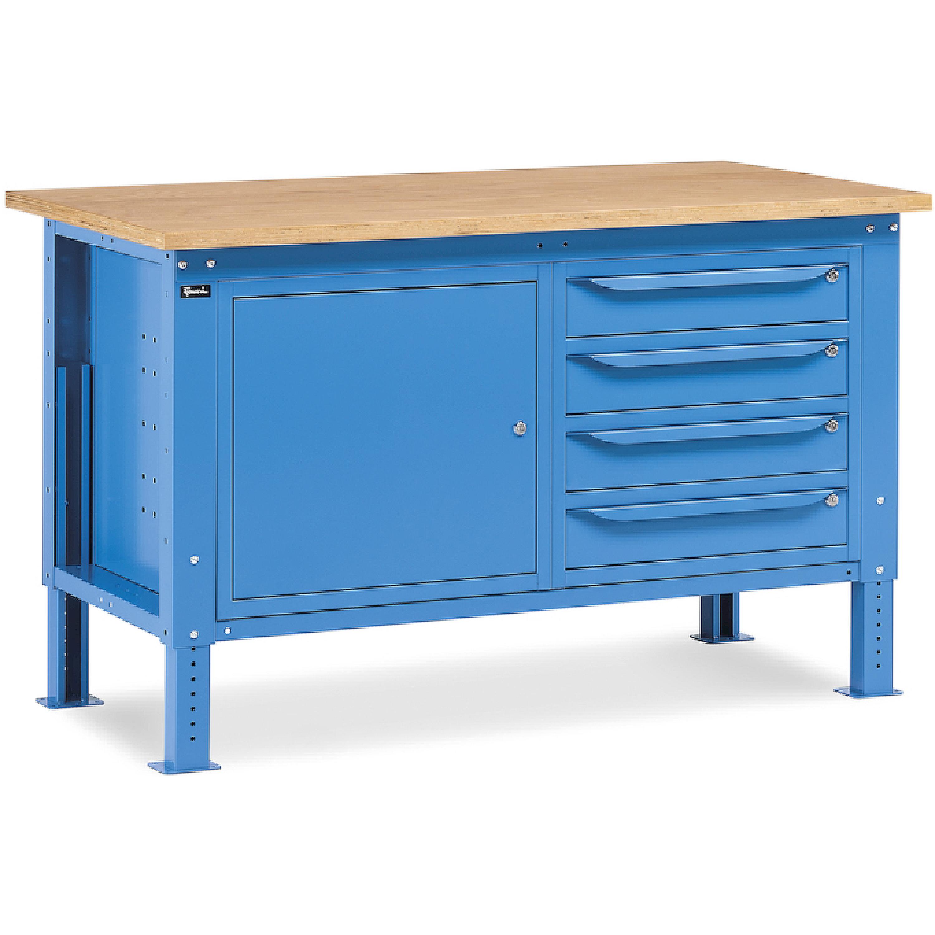 FAMI WORK UP werkbank met mutiplex blad 1500x750x1107 mm blauw RAL 5012 ...