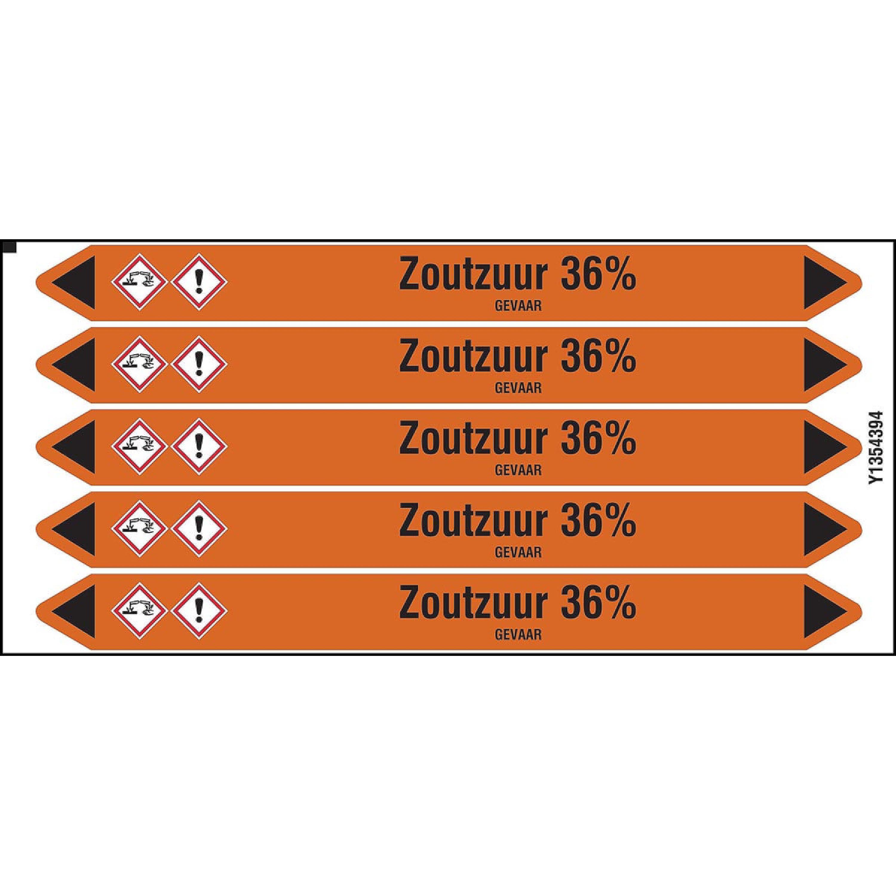 BRADY N006614 leidingmerker voor zoutzuur, met geperforeerde pijlen ...