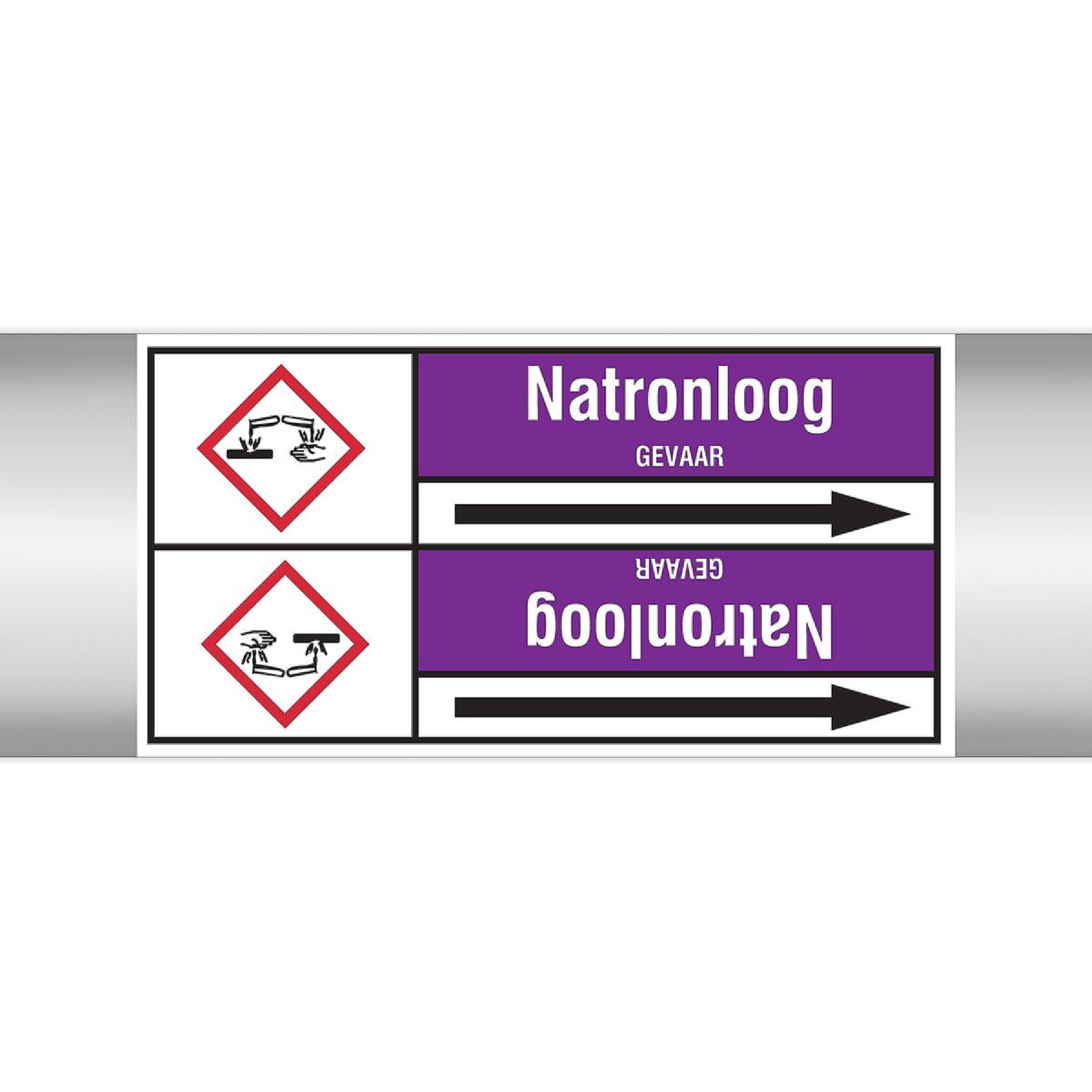 BRADY N003949 leidingmerker voor natronloog, met pictogram 33 m x 127 ...