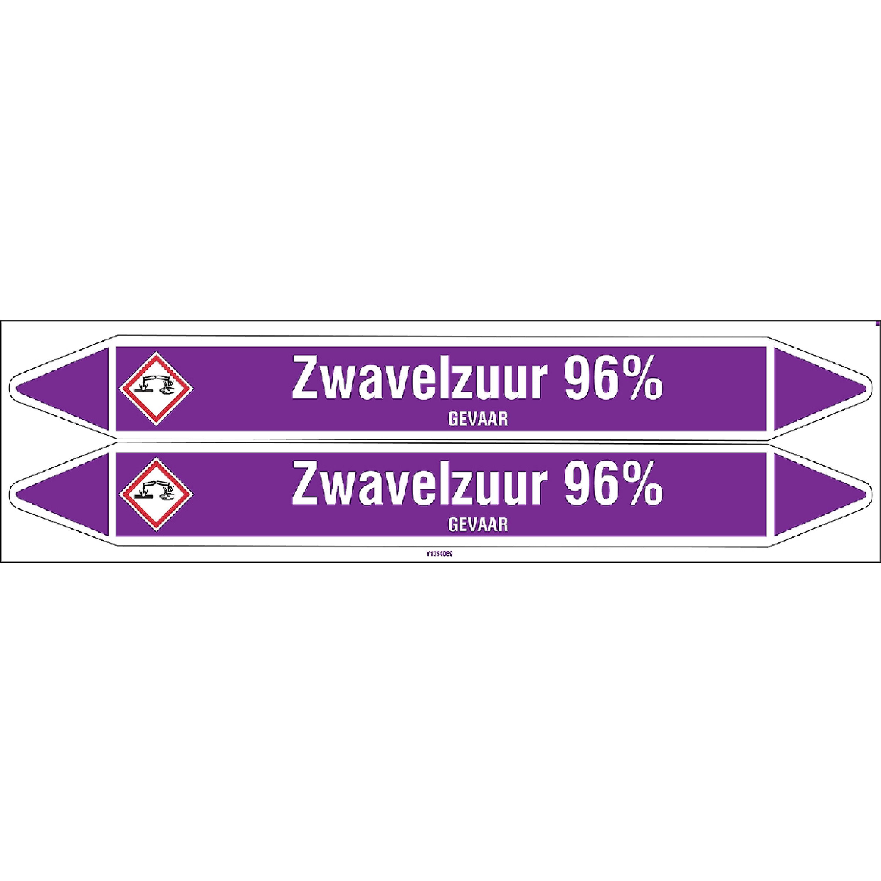 BRADY N006976 leidingmerker voor zwavelzuur, met geperforeerde pijlen ...